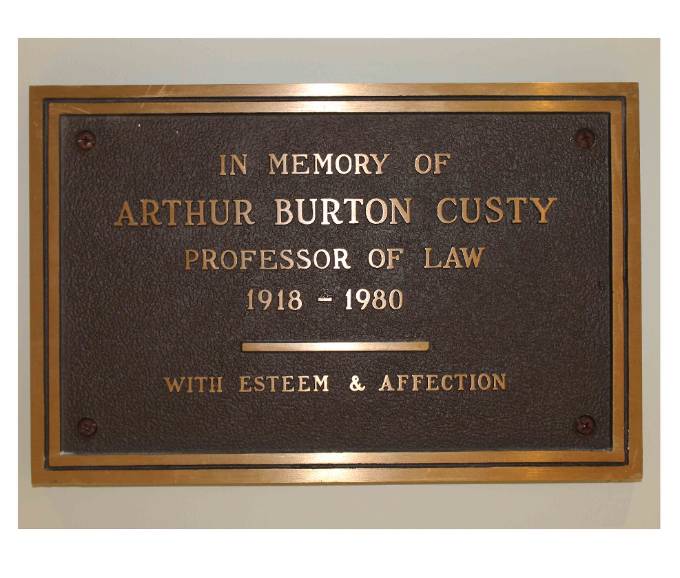 Arthur Burton Custy Plaque - My Law School | University of South Carolina